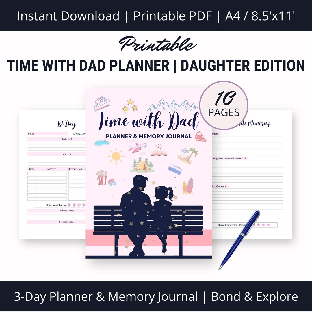 Father and Daughter Planner and Memory Journal Inserts, Customizable ...