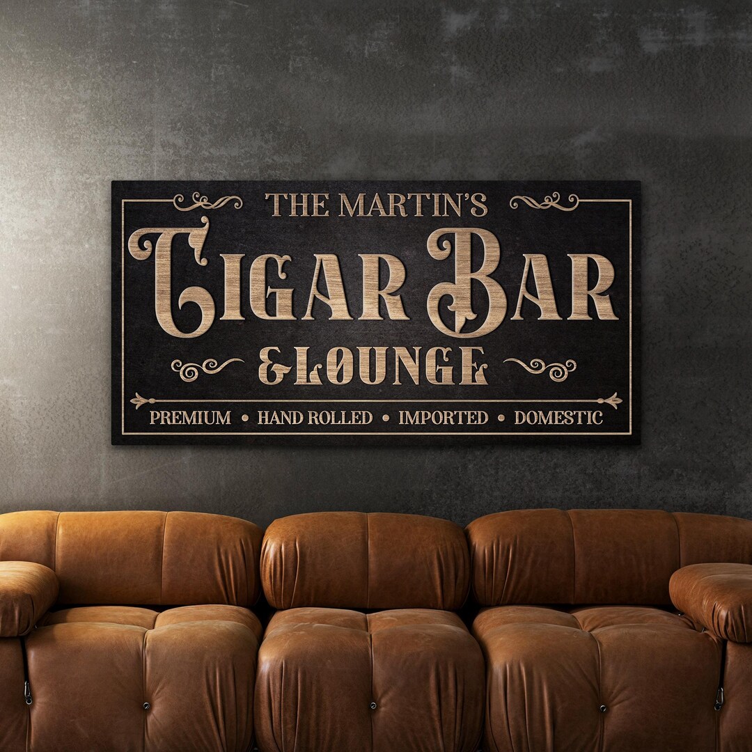 Personalized Cigar Bar & Lounge Sign | Custom Text and Color Options ...