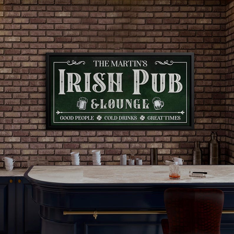 Personalized Irish Pub & Lounge Sign | Custom Home Bar Wall Art ...