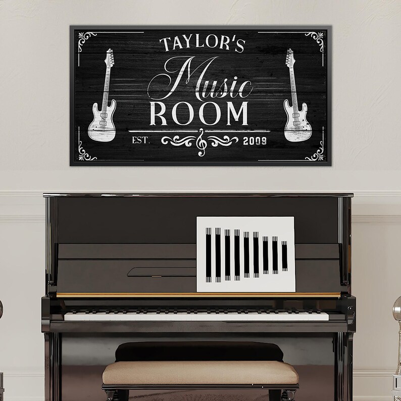 Personalized Music Room Sign – Custom Guitar Wall Art With Name ...