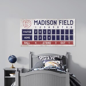 Custom Baseball Scoreboard Canvas | Personalized Sports Room Wall Art ...