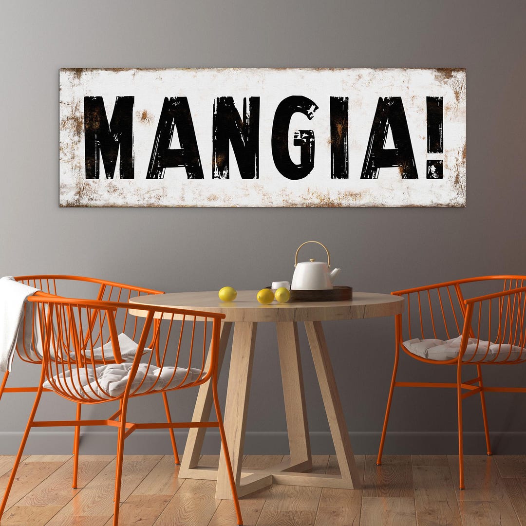 MANGIA Kitchen Sign Italian Eat Wall Decor Dining Room Rustic Farmhouse ...