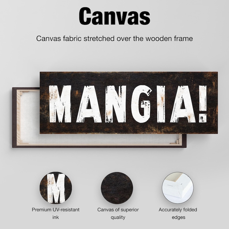 MANGIA Kitchen Sign Italian Eat Wall Decor Dining Room Rustic Farmhouse ...