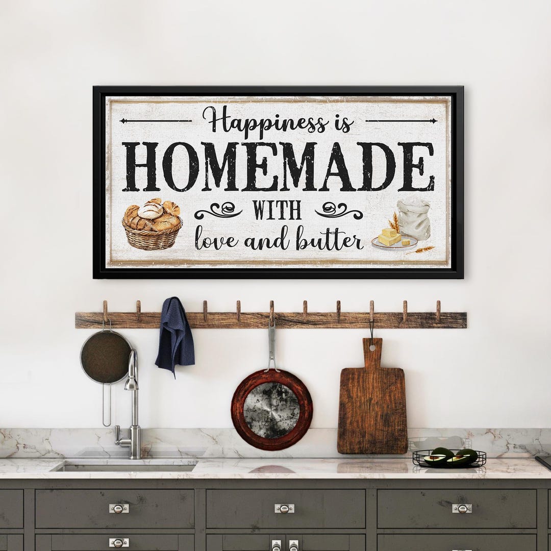 Happiness is Homemade Sign | Farmhouse Kitchen Wall Decor | Rustic ...