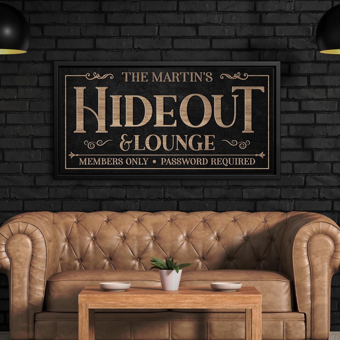 Personalized Hideout & Lounge Sign – Members Only Canvas Wall Art ...