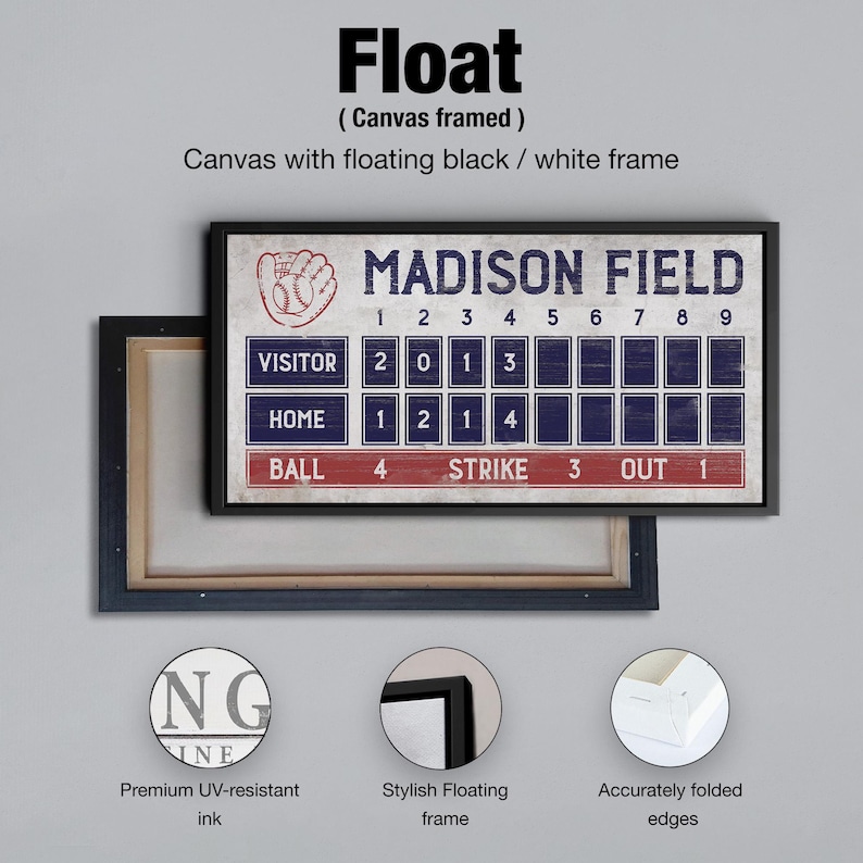 Custom Baseball Scoreboard Canvas | Personalized Sports Room Wall Art ...