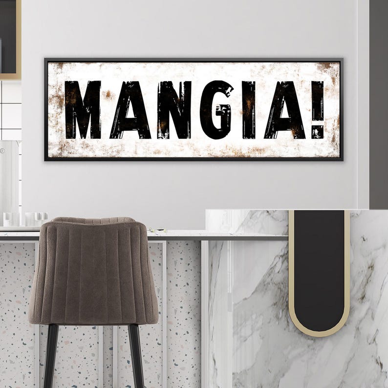 MANGIA Kitchen Sign Italian Eat Wall Decor Dining Room Rustic Farmhouse ...