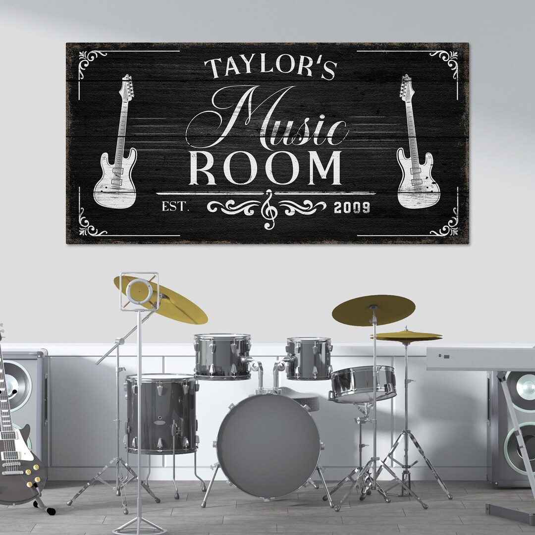 Personalized Music Room Sign – Custom Guitar Wall Art With Name ...