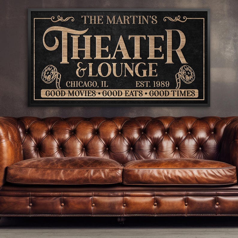 Personalized Theater & Lounge Sign – Custom Home Theater Canvas, Movie ...