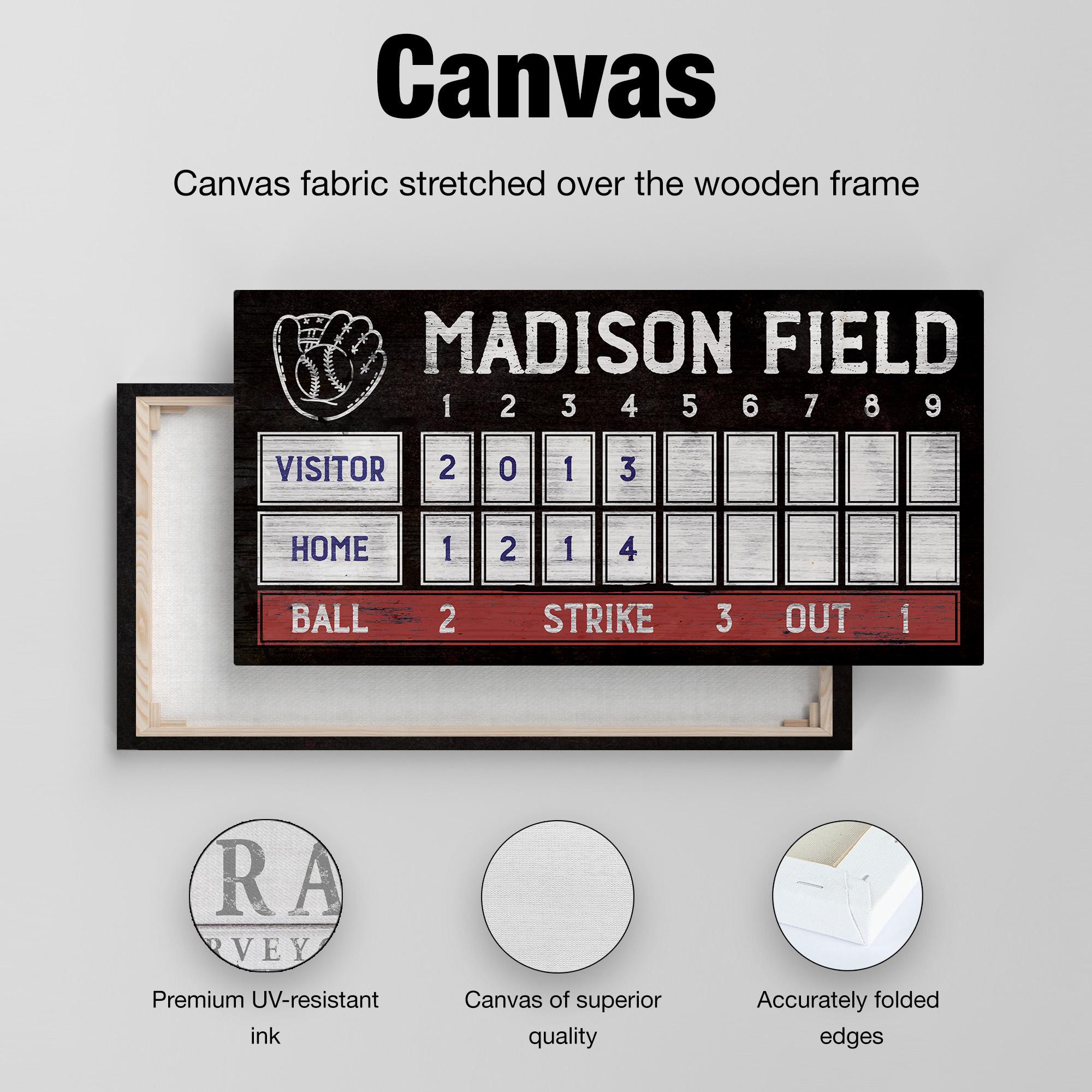 Custom Baseball Scoreboard Canvas | Personalized Sports Room Wall Art ...
