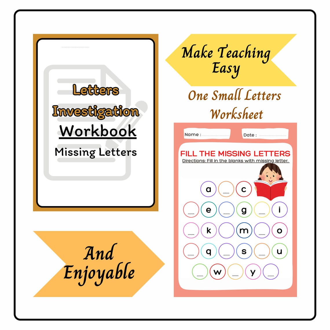Missing Letters Alphabet Worksheets: K Garten Tracing (digital Download ...