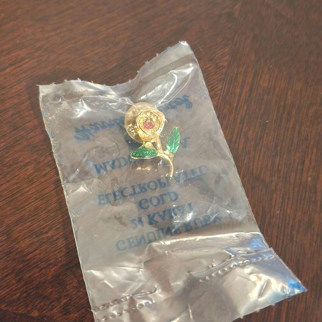 Vintage Harriet Carter Gold, Ruby Rose Lapel Pin - Etsy