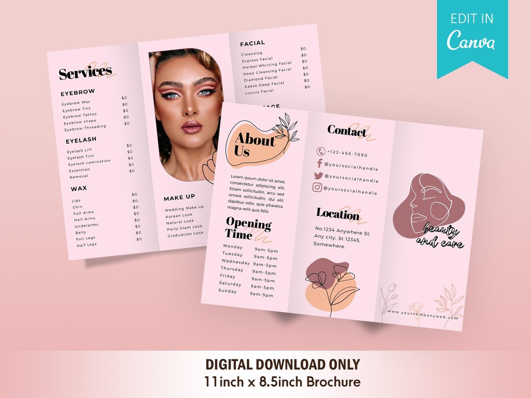 Editable Brochure Price List Template Design, DIY Printable Design ...