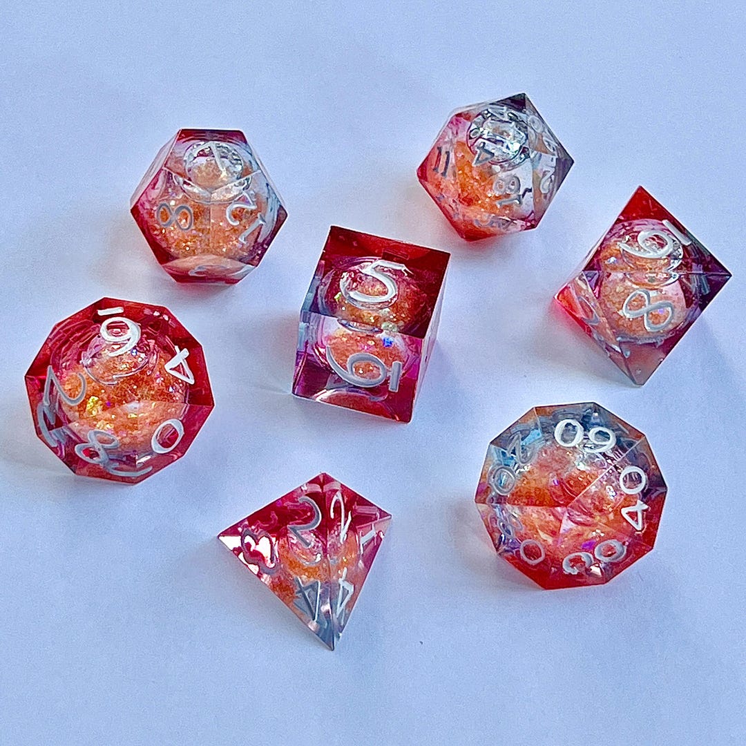 Blue DND Core Dice Set,red Edge Liquid Dice Set,gradient Dice,dungeons ...