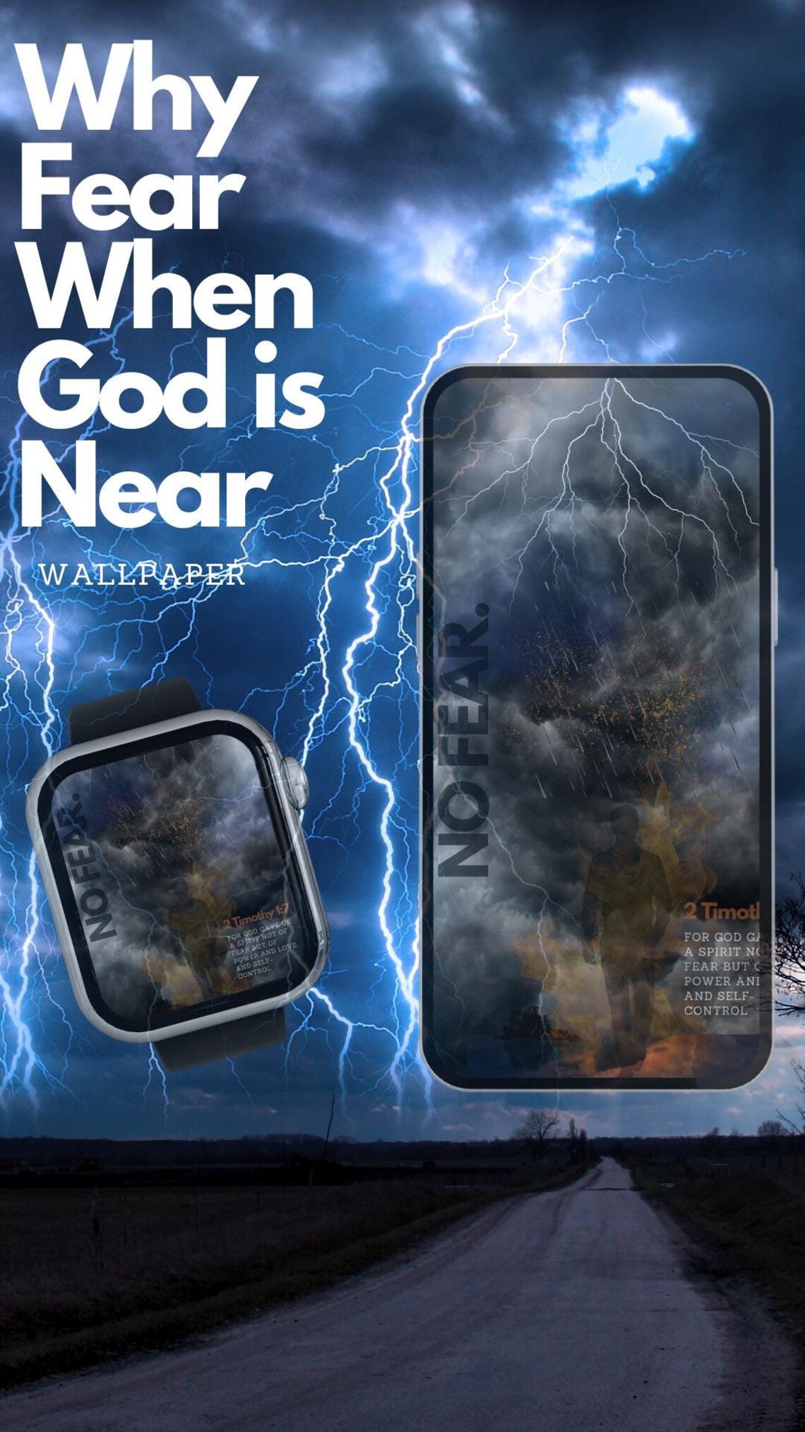 No Fear Bible Motivational Wallpaper for Men 2 Timothy 1:7 Verse - Etsy