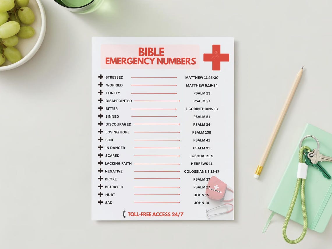 Bible Emergency Numbers Printable - Faith-based Scripture Guide - Etsy