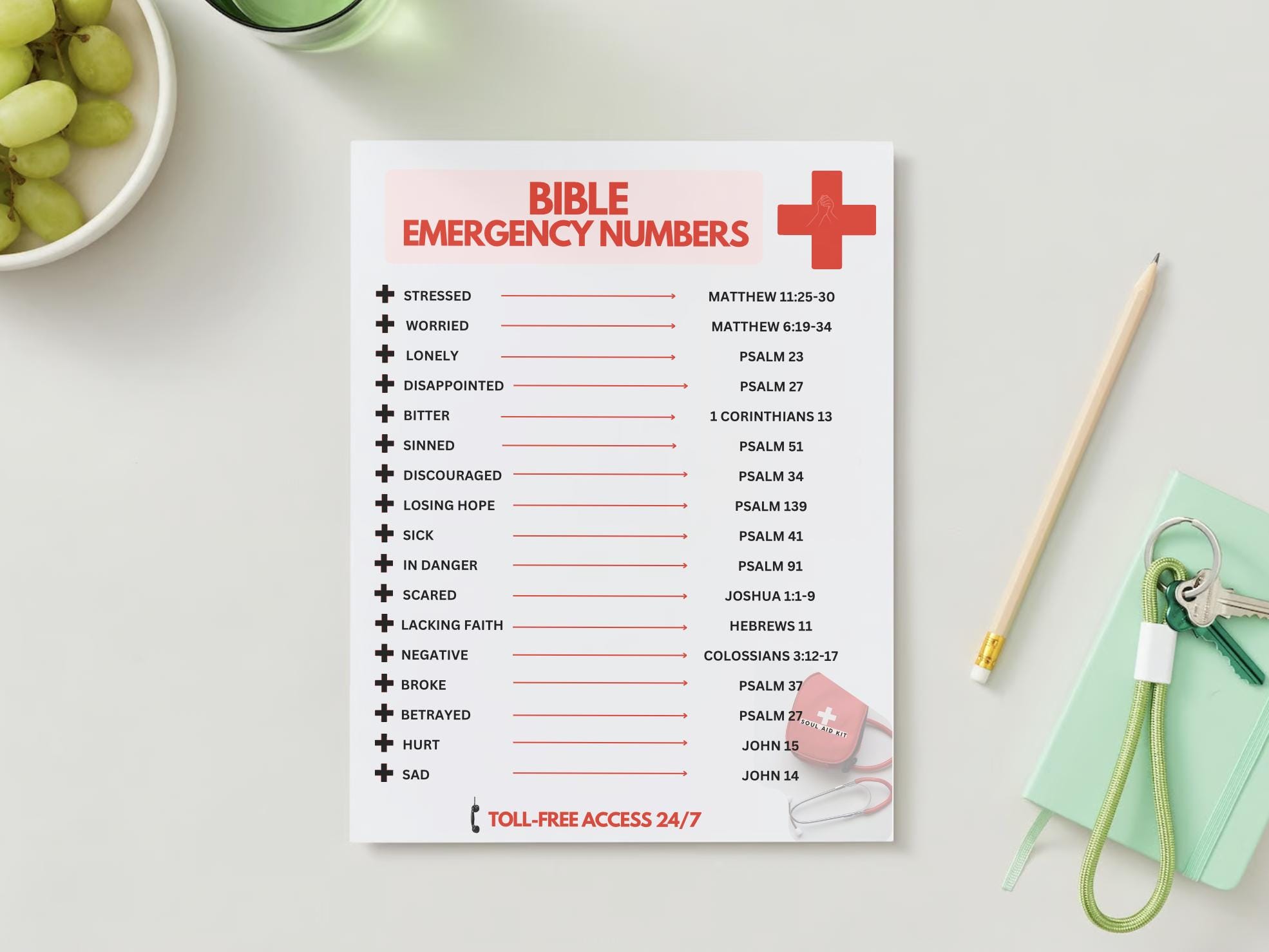 Bible Emergency Numbers Printable - Faith-based Scripture Guide - Etsy
