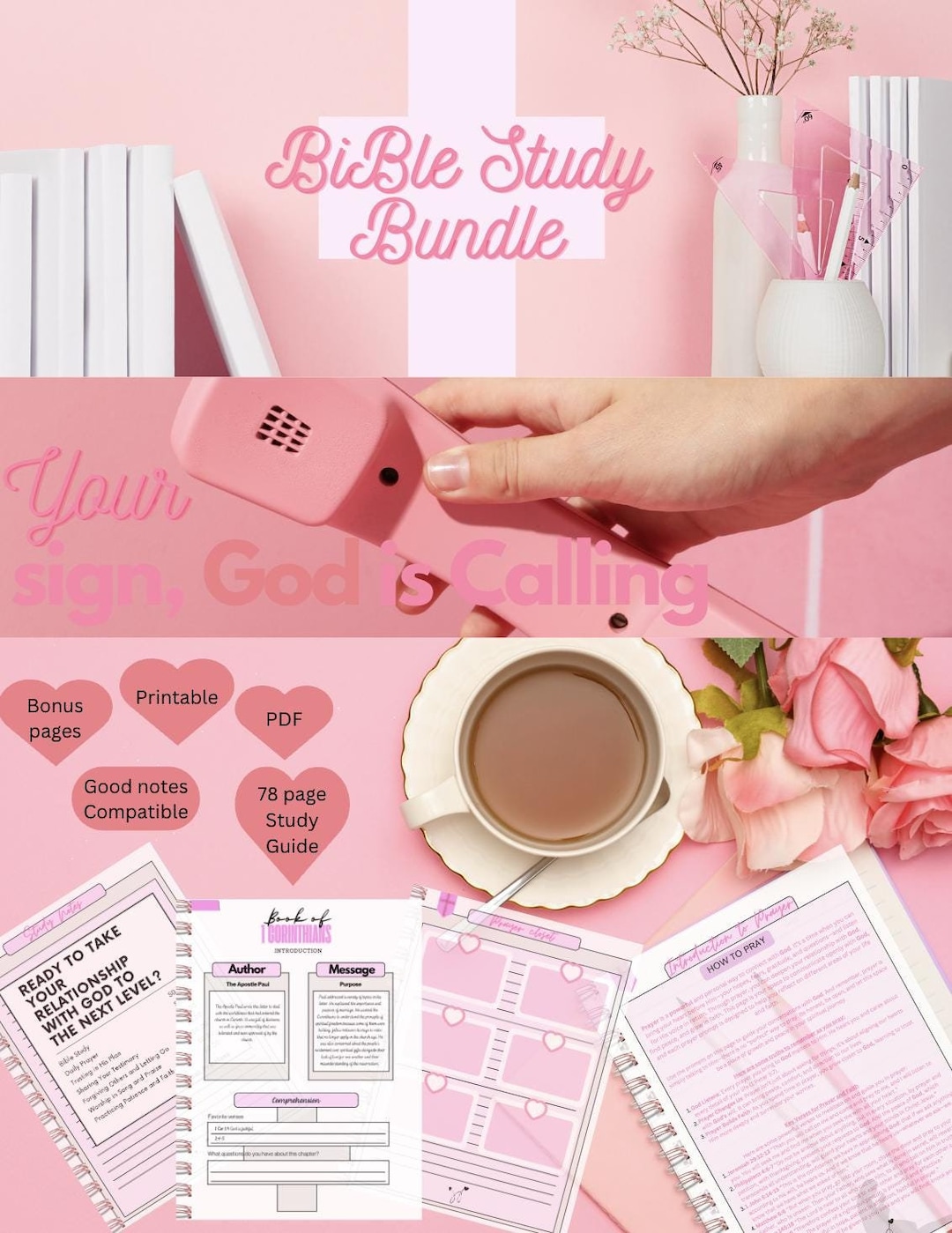 Christian Aesthetic Printable Bible Study Journal | One-year Bible ...