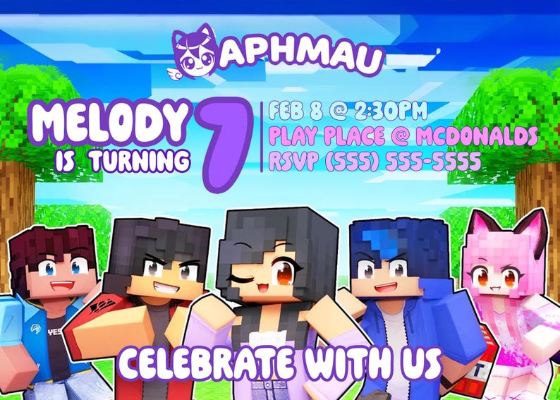 Aphmau Crew Custom Digital Party Invitation - Etsy