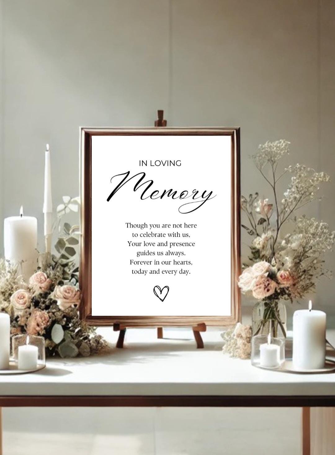 In Loving Memory Wedding Table Sign, Honoring and Tribute to Loved Ones ...