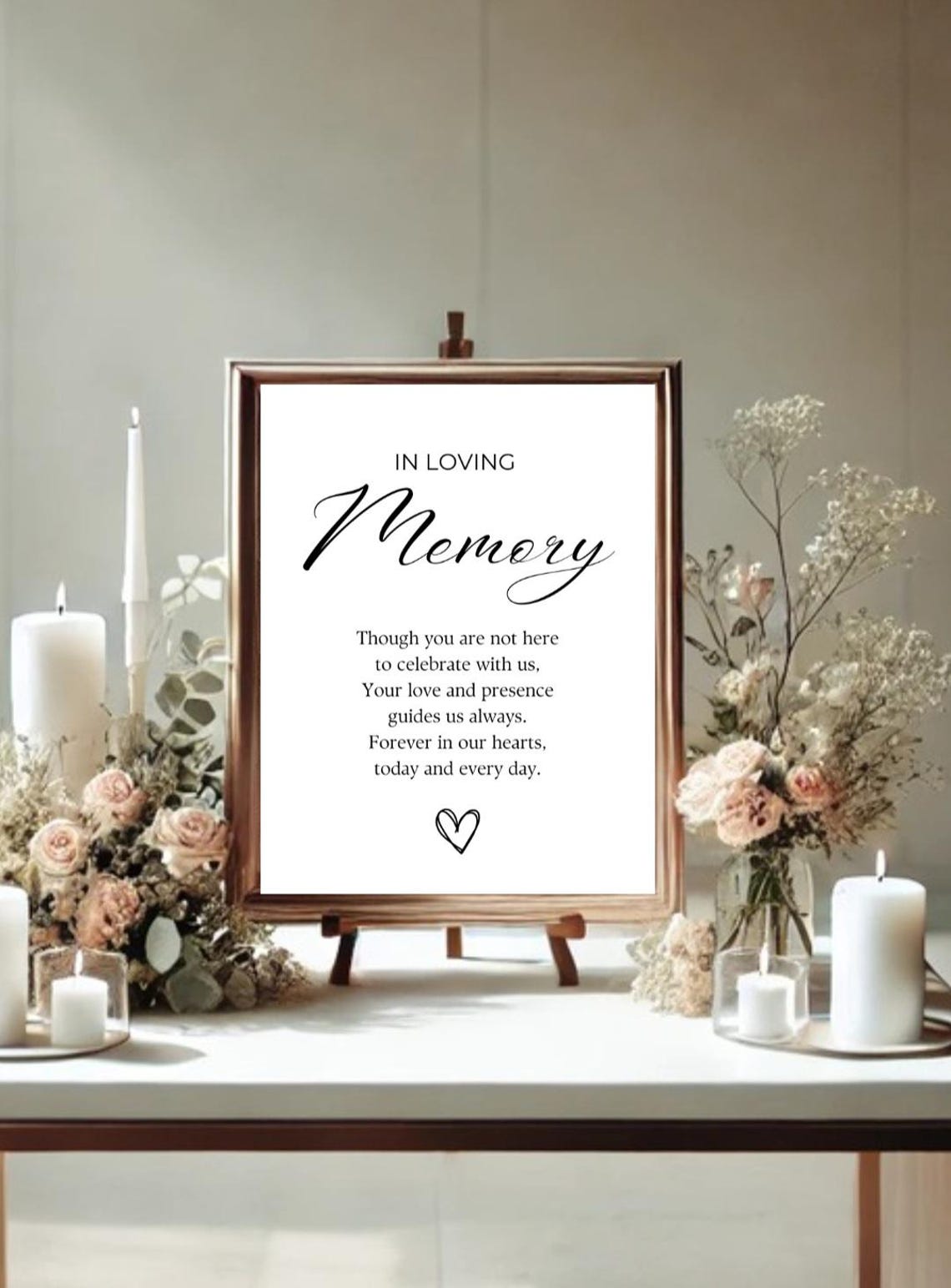 In Loving Memory Wedding Table Sign, Honoring and Tribute to Loved Ones ...