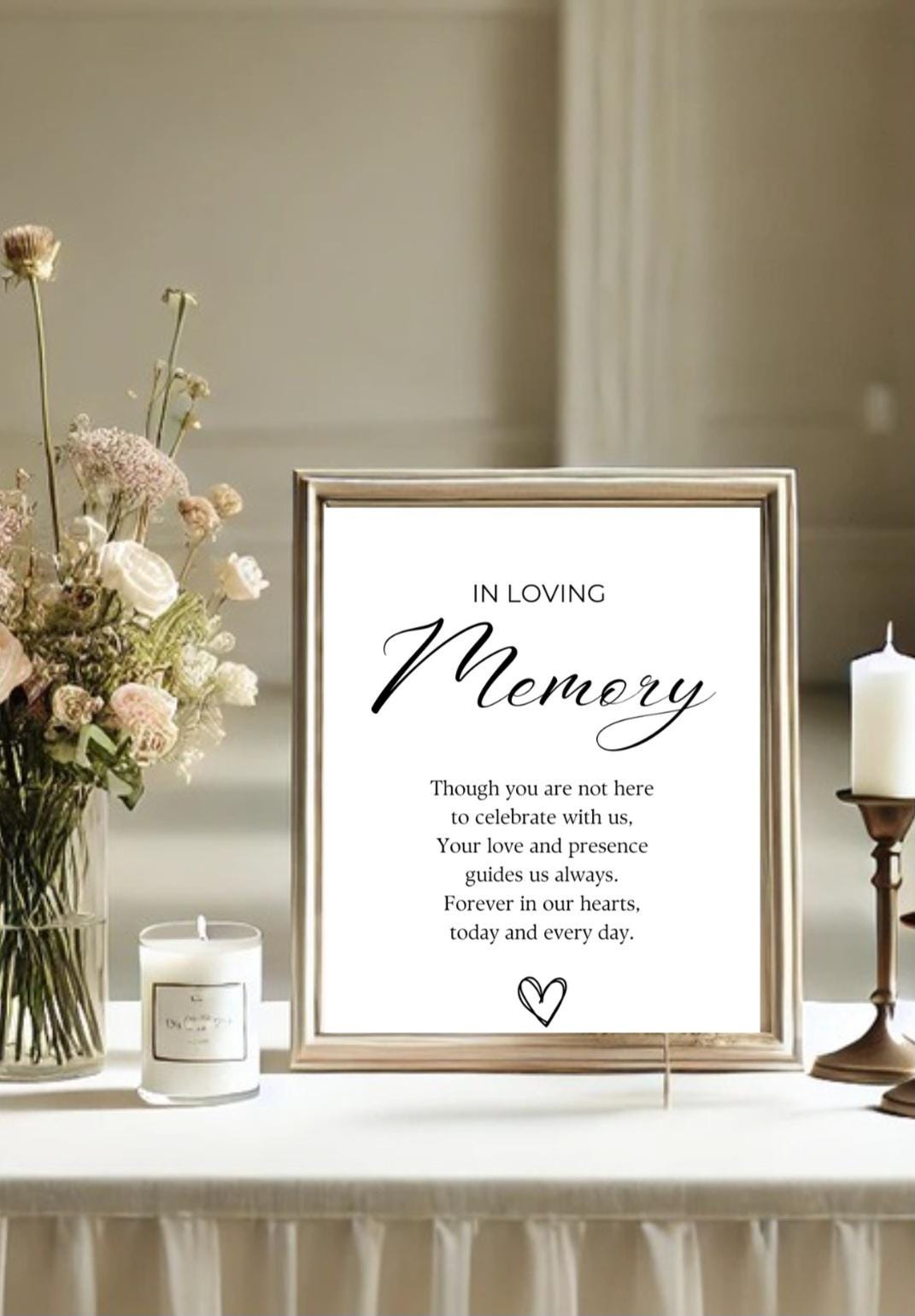 In Loving Memory Wedding Table Sign, Honoring and Tribute to Loved Ones ...