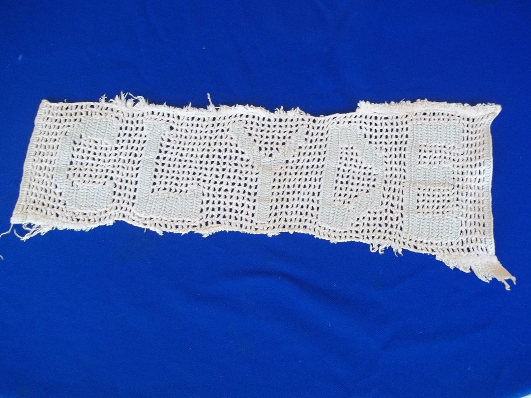 Old Vintage Hand Made Filet Crochet Words Name Clyde Victorian Era As ...
