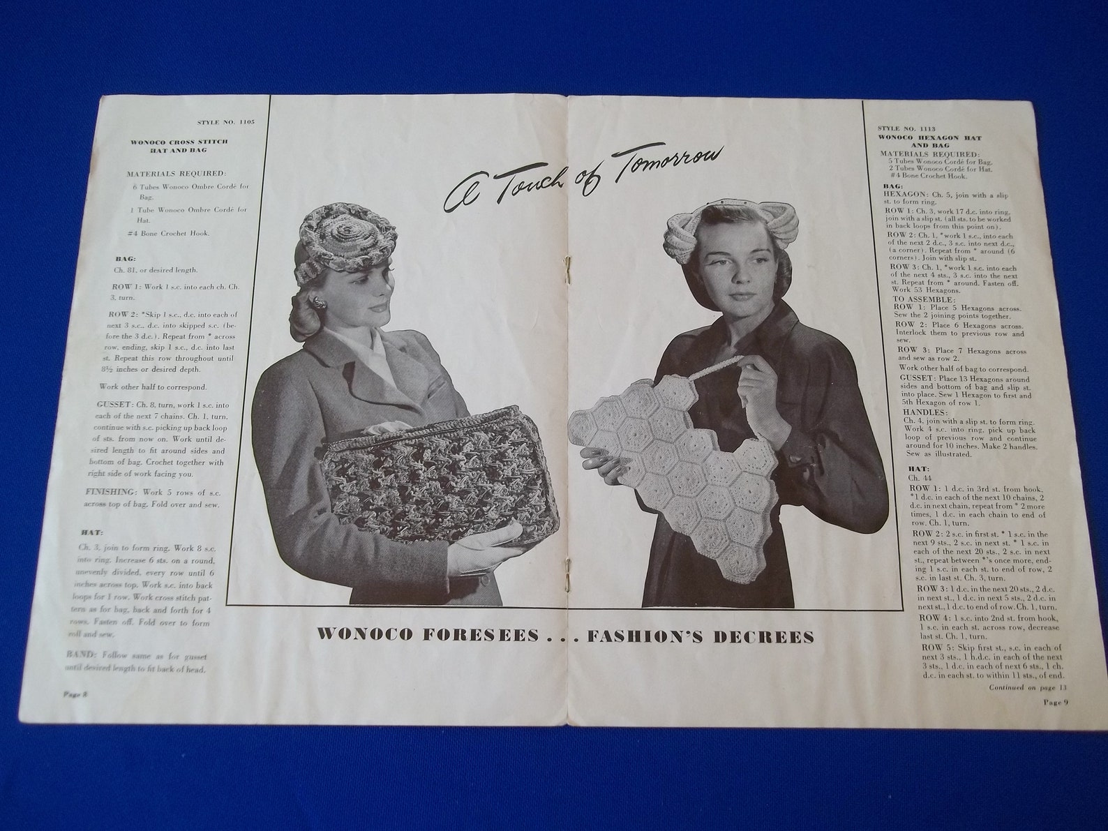 Original Vintage World War 2 Hats and Purses 1944 Date Crochet Purses ...