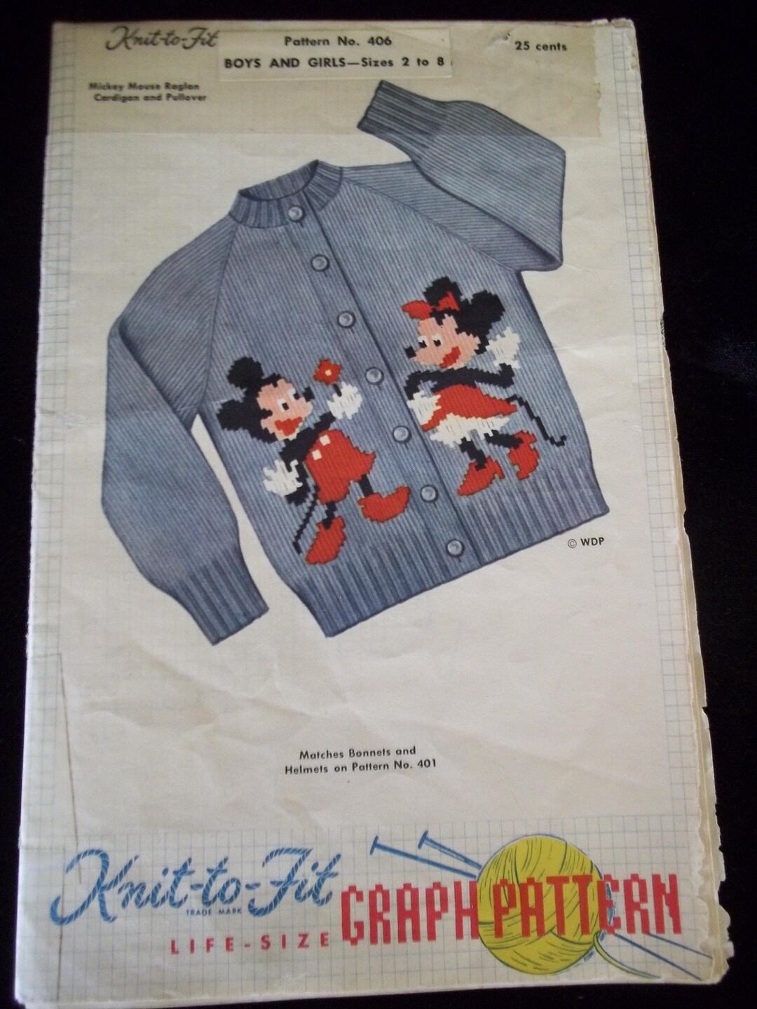 Original Vintage 1953 Knitting Instructions Only for Minnie and Mickey ...