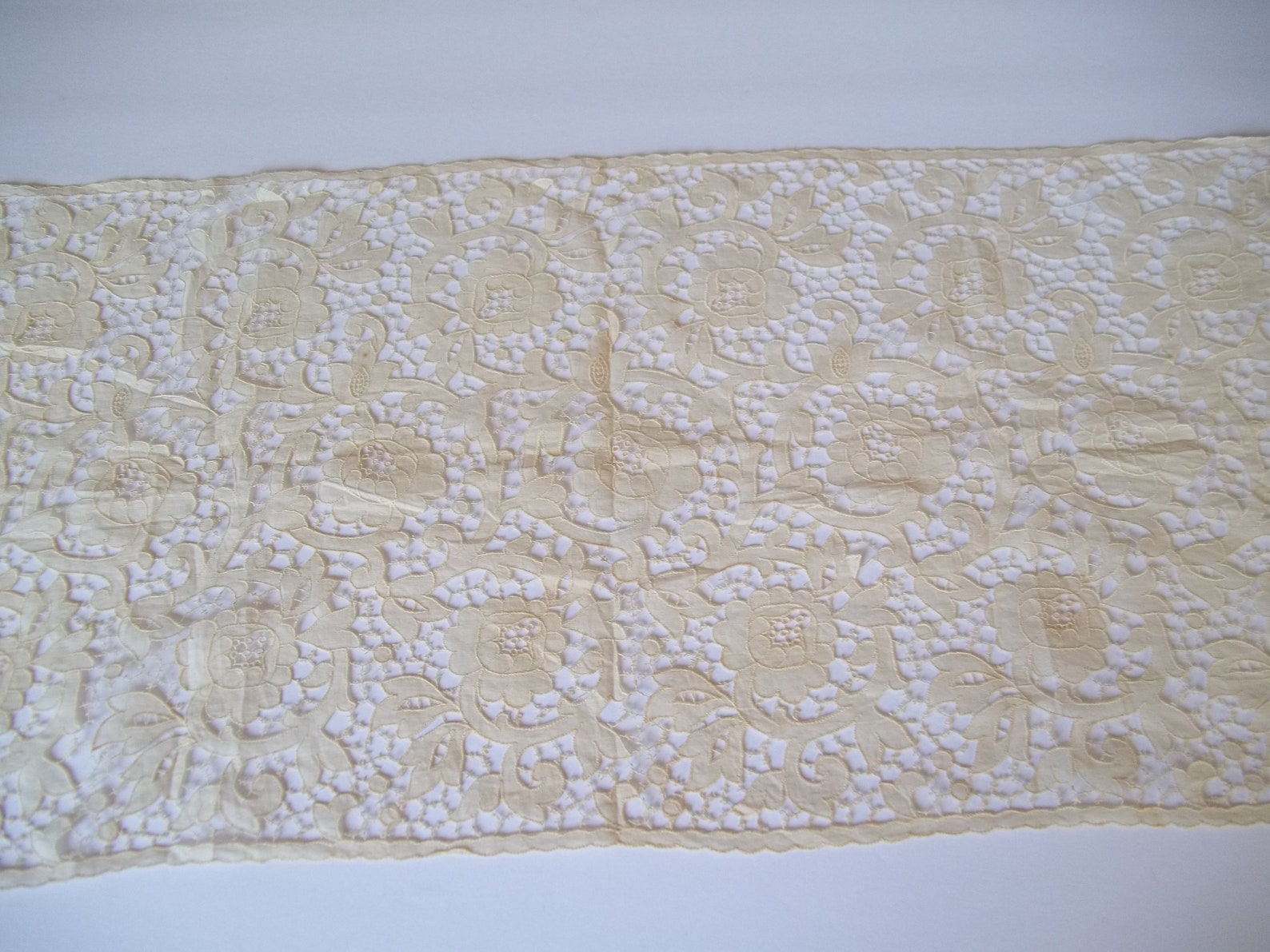 Antique Handmade Lace Panel Cut Work Floral Design European - Etsy