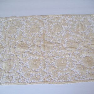 Antique Handmade Lace Panel Cut Work Floral Design European Open Work ...