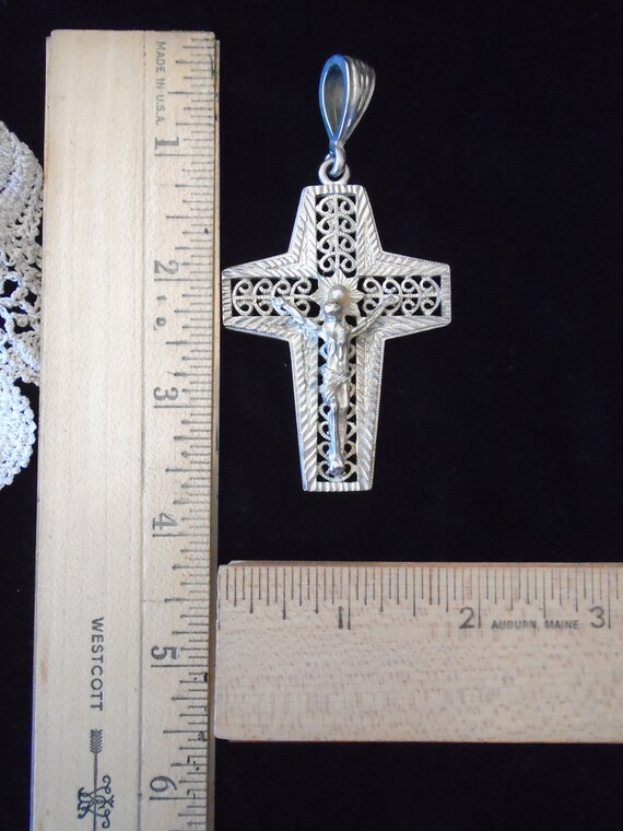 Vintage Filigree Silver Cross Large with shell Pearl … - Gem