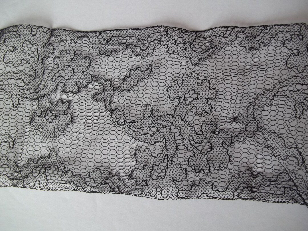 Bobbin Lace Black Vintage Lace Floral Mourning Display Piece Woven Thin ...