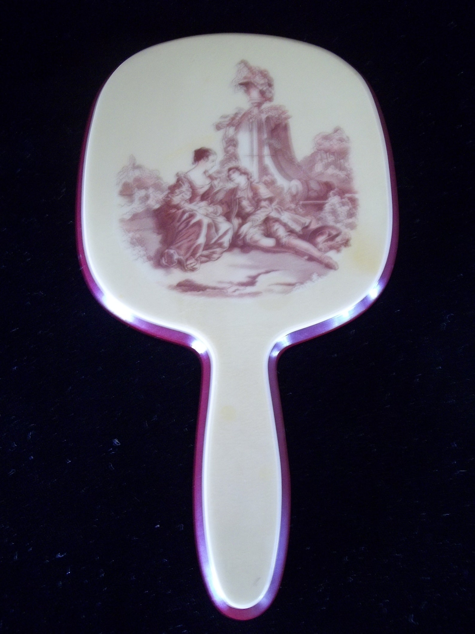 Vintage Hand Mirror Romantic Scene Lucite Dupont USA Faux - Etsy