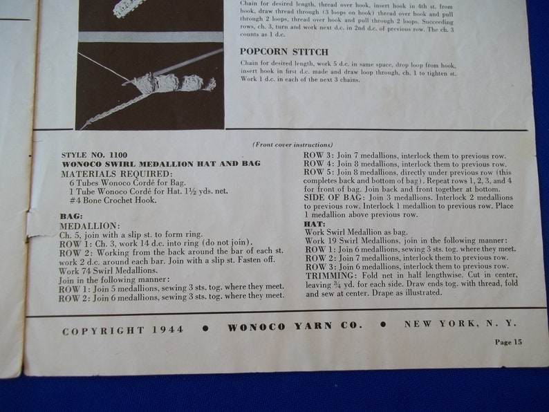 Original Vintage World War 2 Hats and Purses 1944 Date Crochet Purses ...