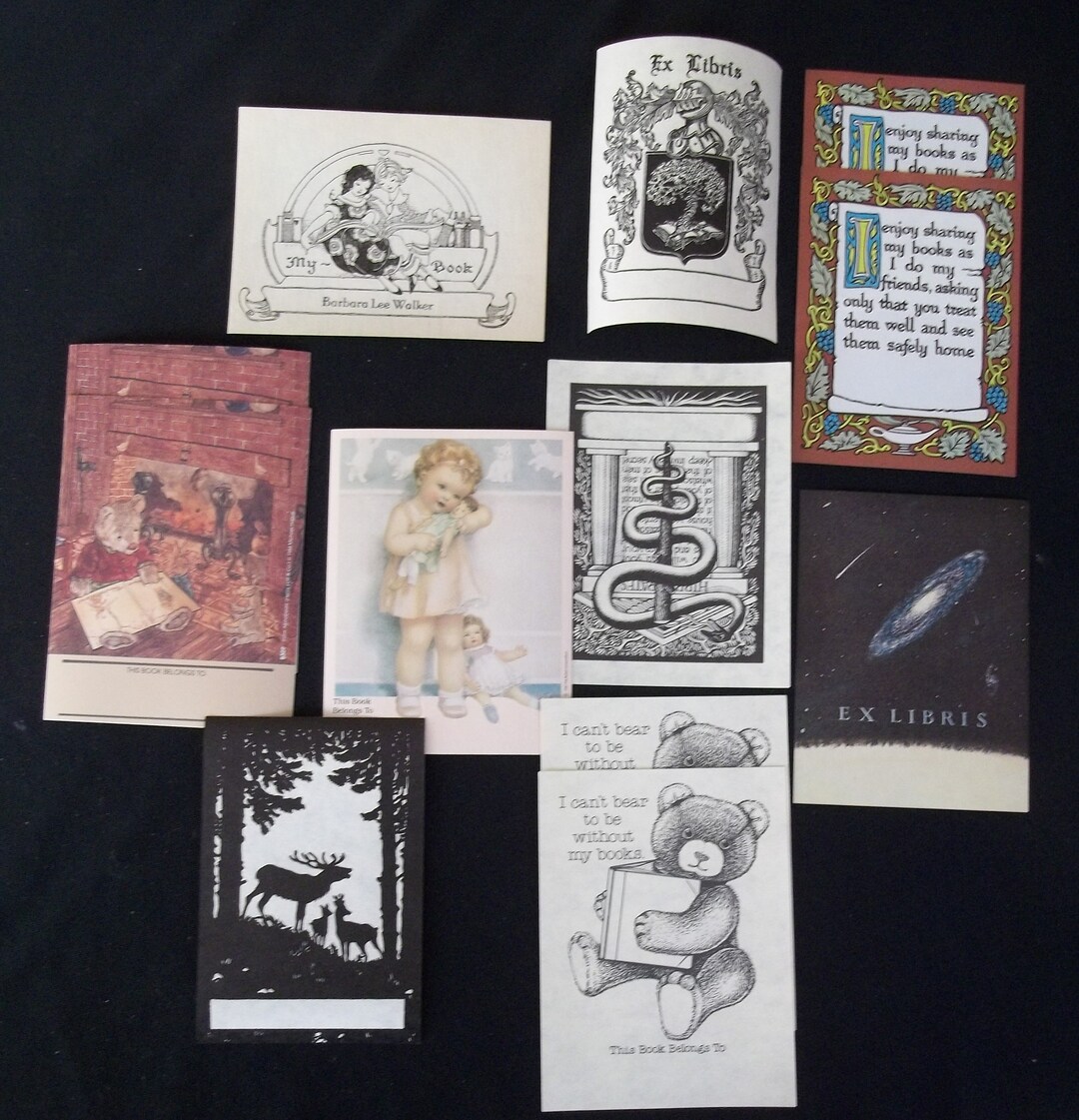 Vintage and Antique Lot of Different Book Plates Inside Name Labels Ex ...