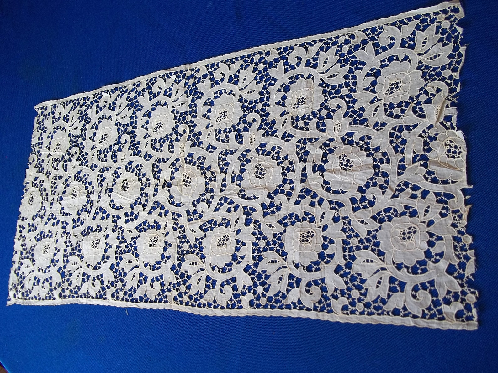 Antique Handmade Lace Panel Cut Work Floral Design European - Etsy