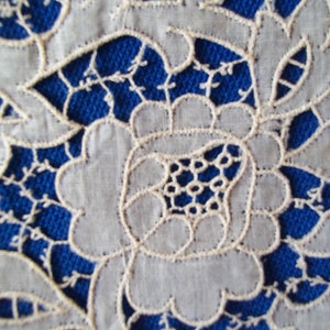 Antique Handmade Lace Panel Cut Work Floral Design European Open Work ...