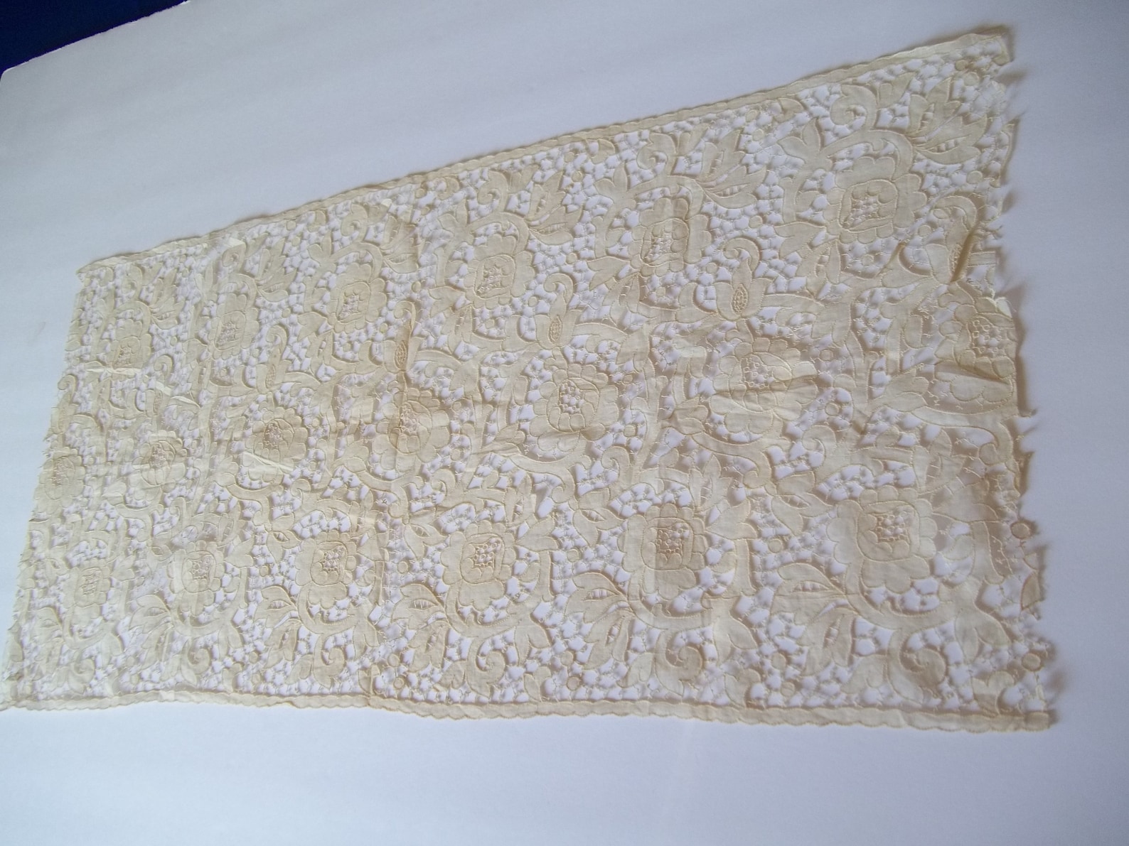 Antique Handmade Lace Panel Cut Work Floral Design European - Etsy