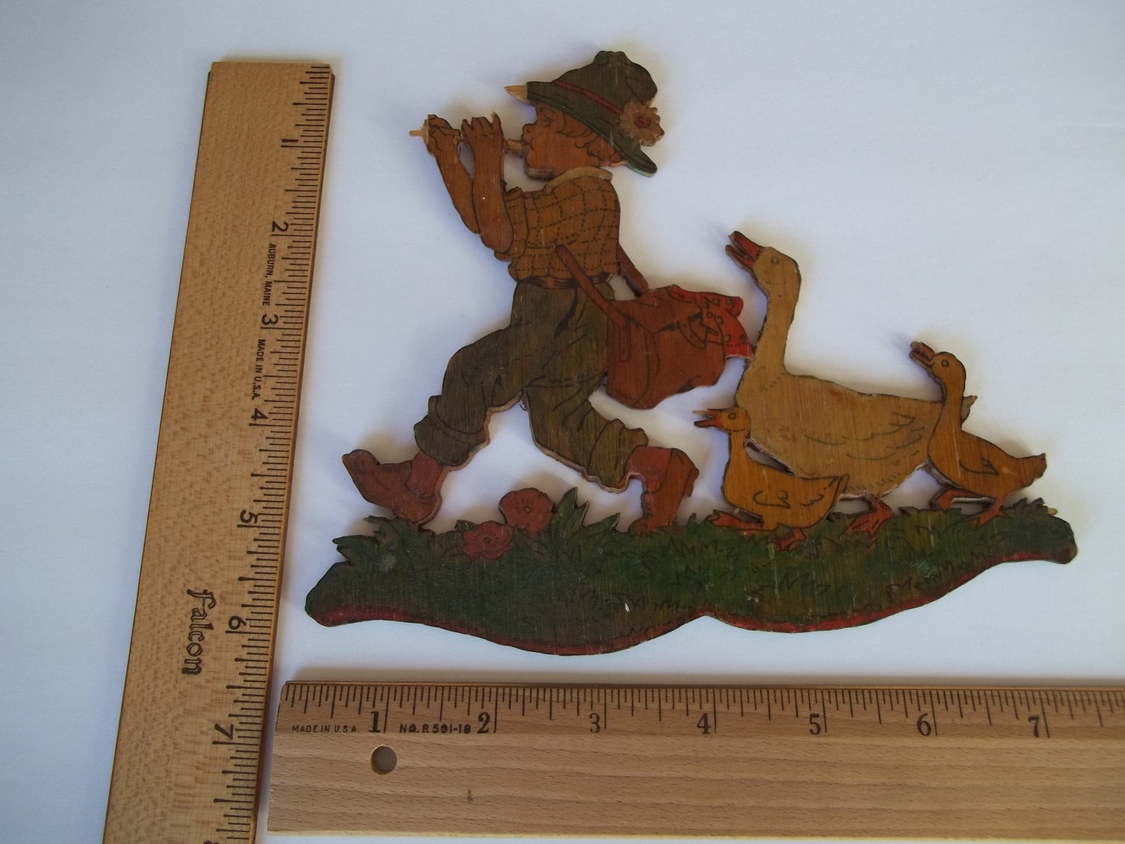 Vintage 1930 Wall Decor Little Boy Piped Piper Mother Goose Boy With ...