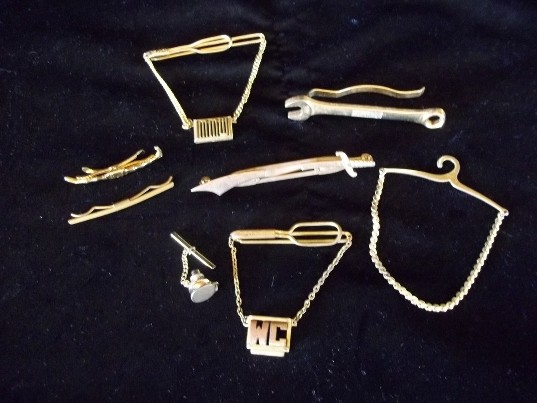 Antique Lot 1881 -50's Era Tie Clasps Clips Mens MMW WC Contractors ...