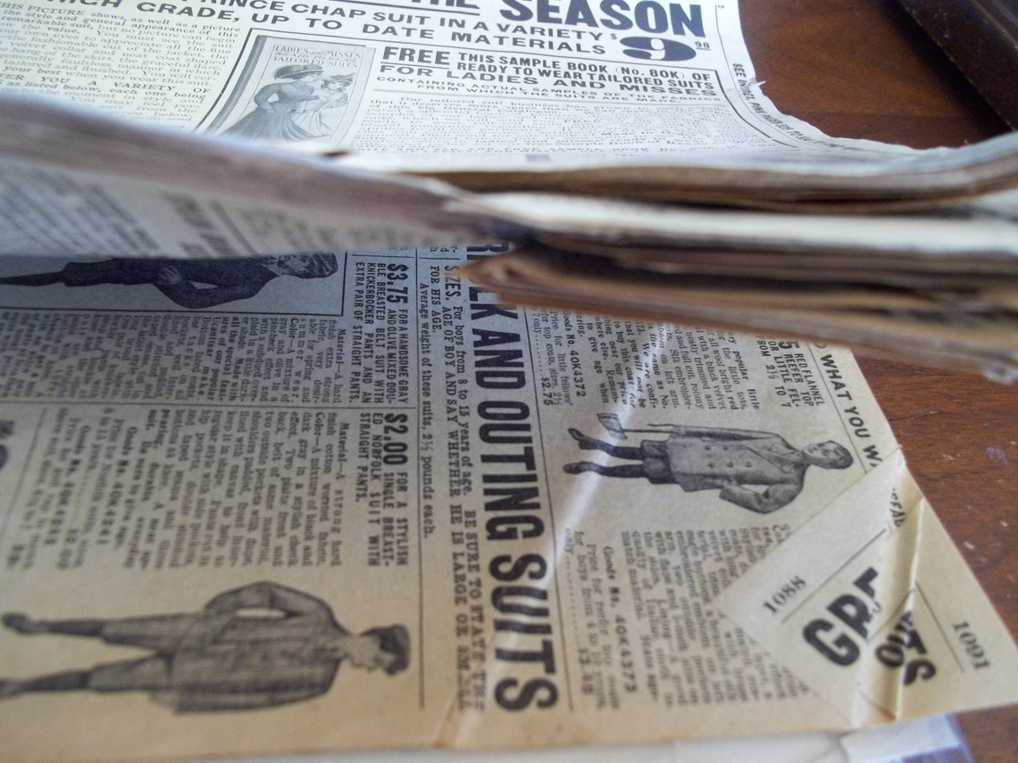 Lot Antique Old Paper Sears Catalog and Remnants of Other Paper Pieces ...