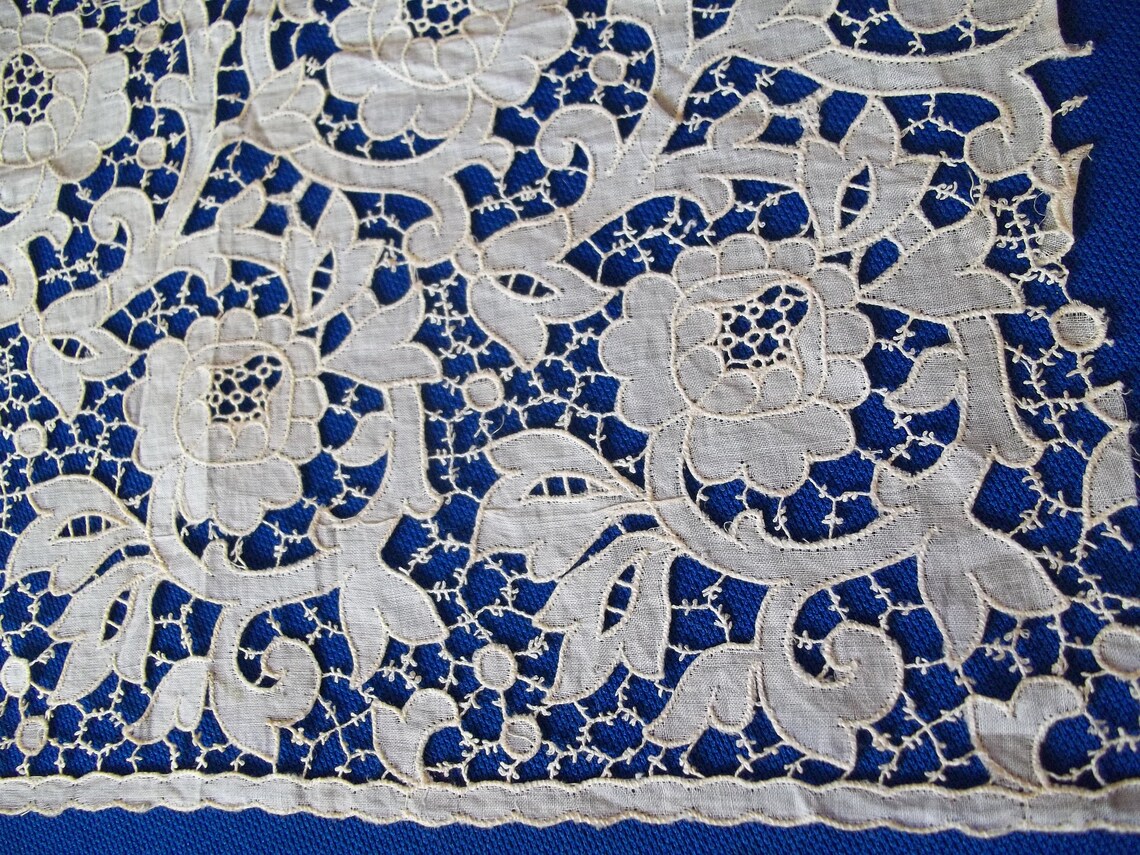 Antique Handmade Lace Panel Cut Work Floral Design European - Etsy