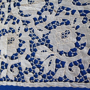 Antique Handmade Lace Panel Cut Work Floral Design European Open Work ...