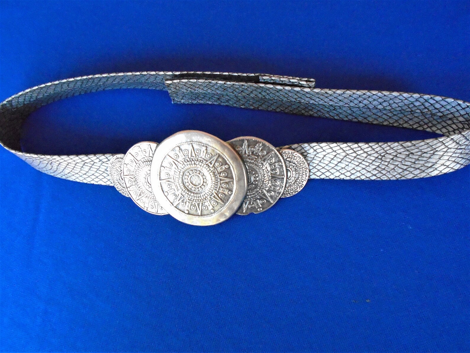 Vintage Belt Silver Chunky Metal Coin Style Front Velcro Back | Etsy