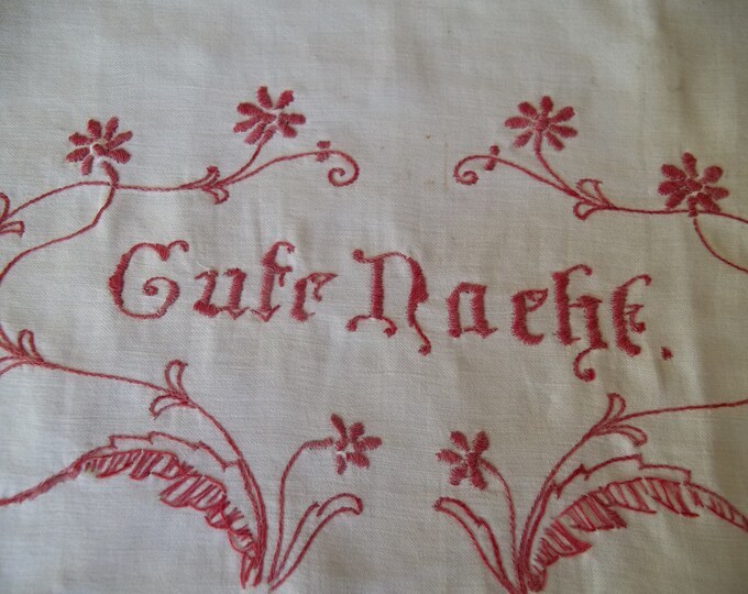 Antique Victorian German Good Night Words Gute Nacht Turkey Red ...