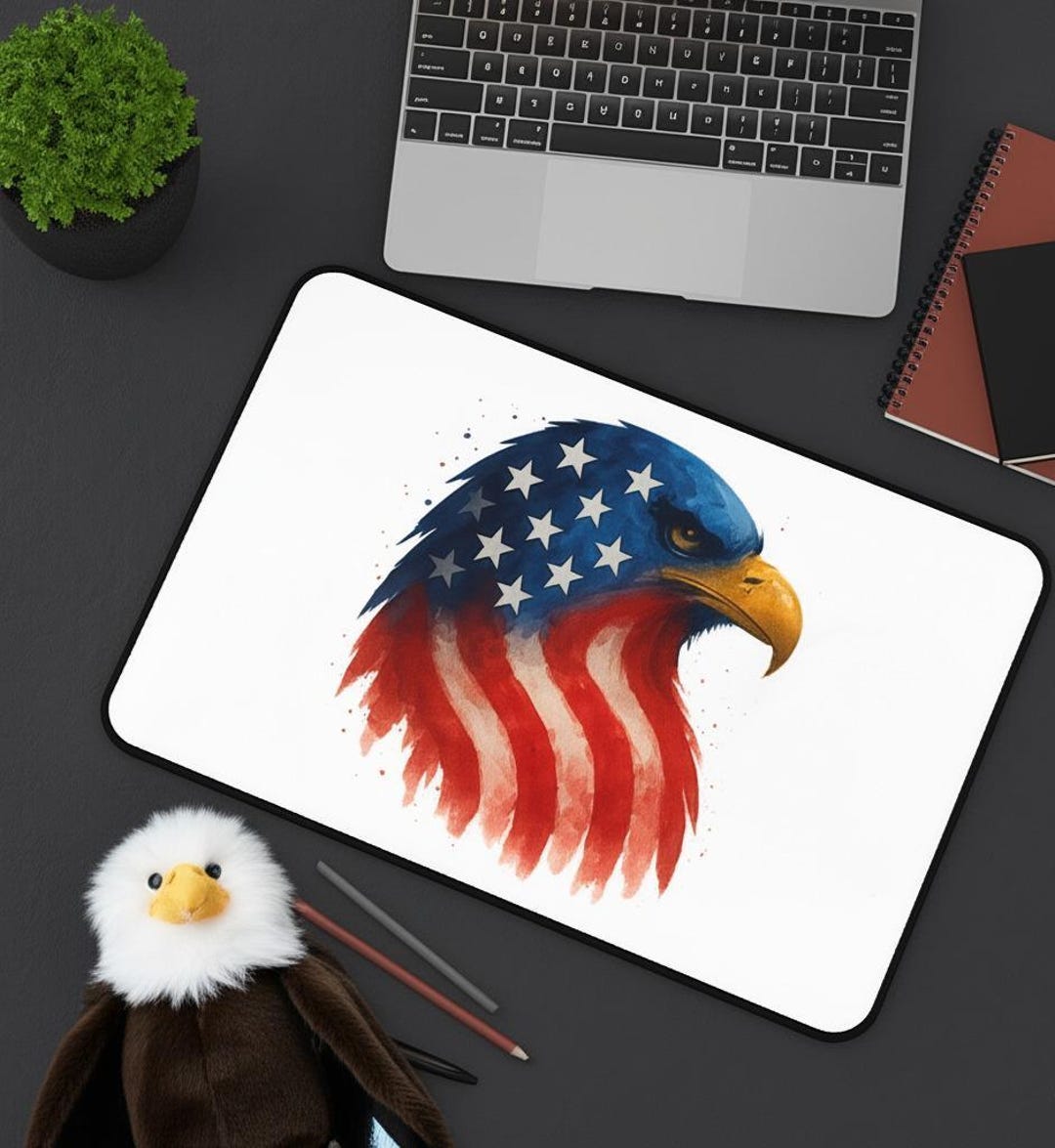 Patriotic Eagle Desk Mat: USA Flag Extended Mouse Pad, Veteran Gift - Etsy