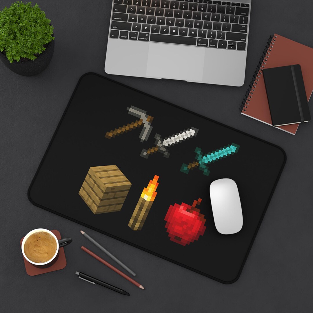 Minecraft Inspired Desk Mat Pixel Art Gaming Desk Accessory Video Game ...
