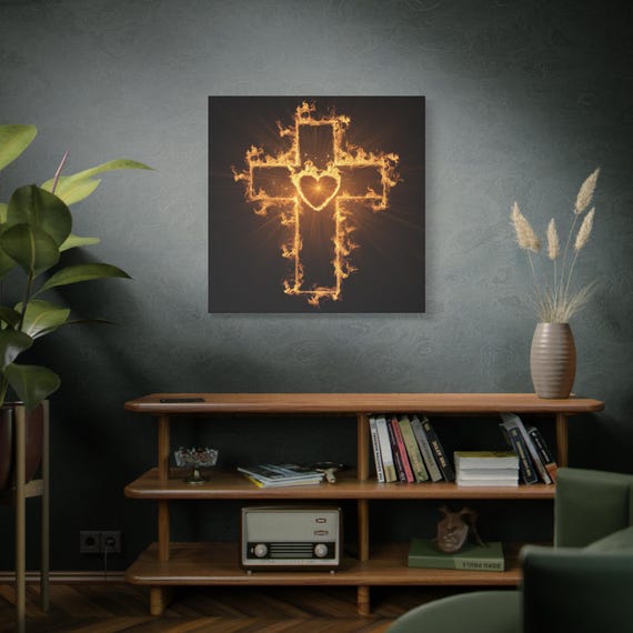 Canvas Paintings Cross Heart