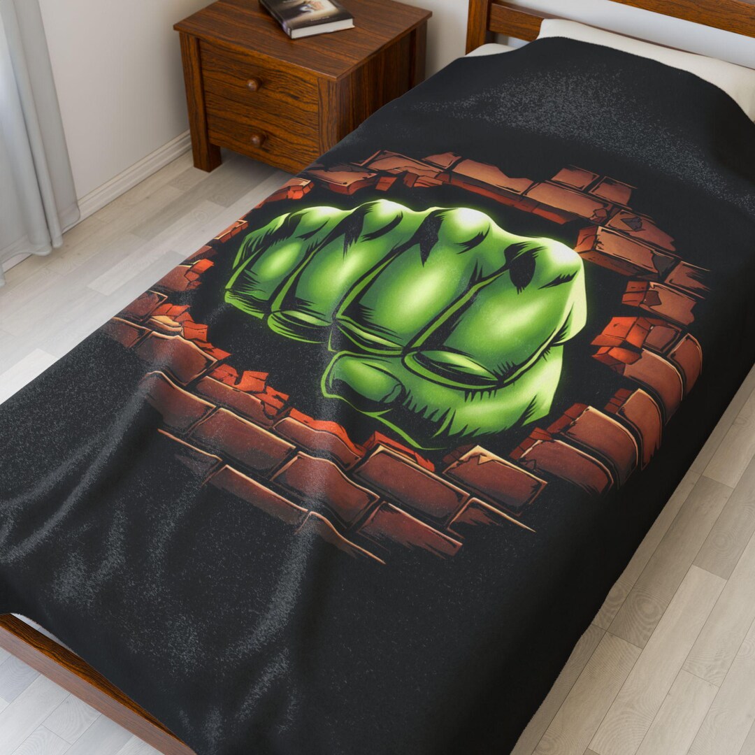Green Fist Smash Plush Blanket: Geeky Comic Throw - Etsy